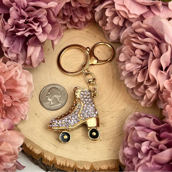 Accessories | Purple And Gold Crystal Roller Skate Keychain Charm ...